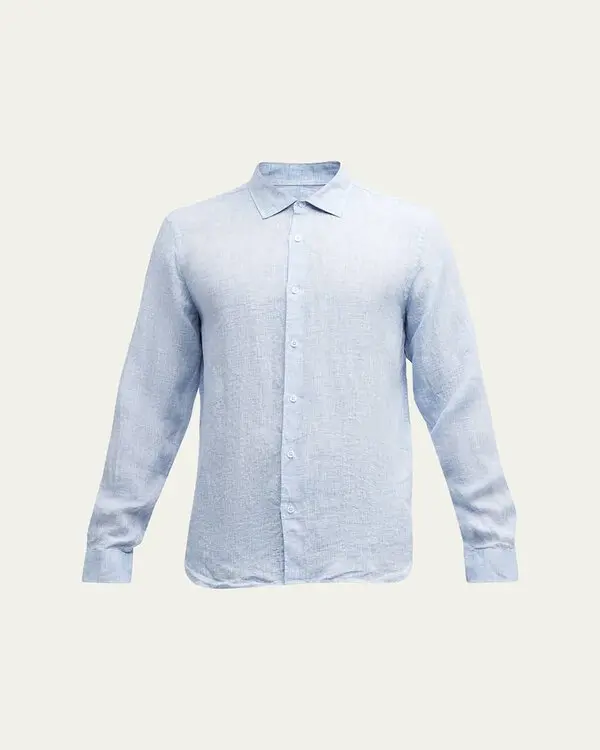 Orlebar Brown Giles Linen Sport Shirt - Navy/white