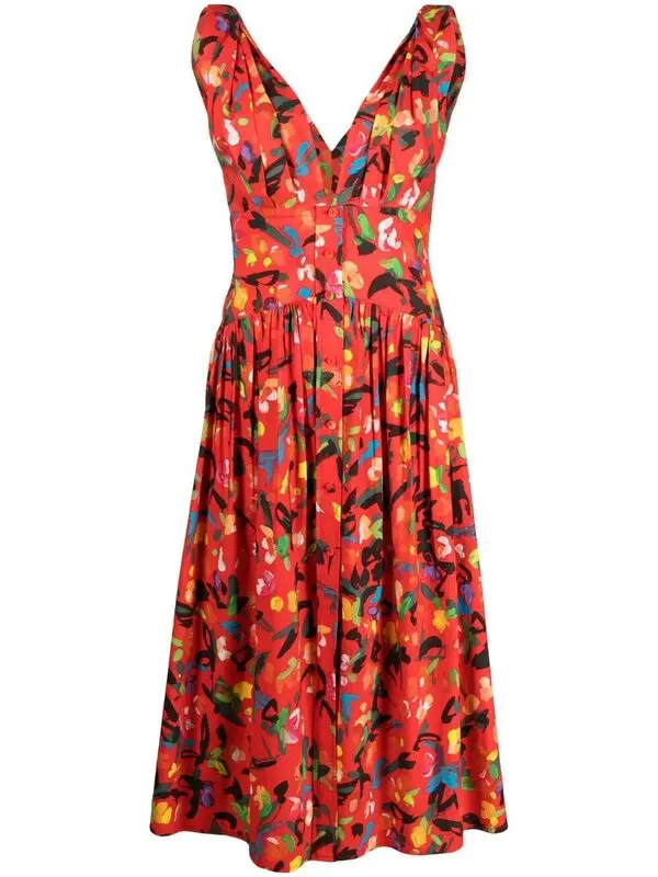 Philosophy Di Lorenzo Serafini Floral-Print Sleeveless Midi Dress 