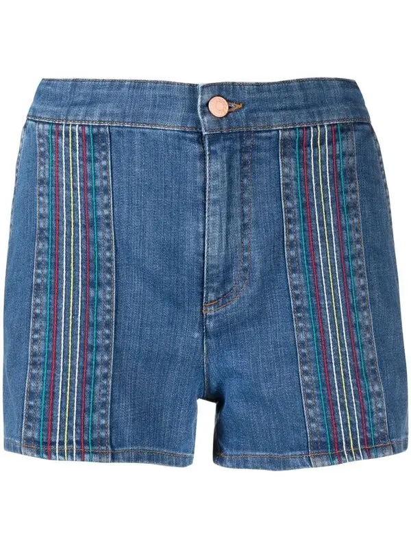 See By Chloé Rainbow-stitch Denim Shorts