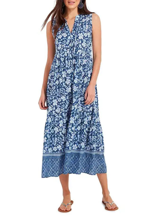 Vineyard Vines Hibiscus Tiered Dress - Blue | Editorialist