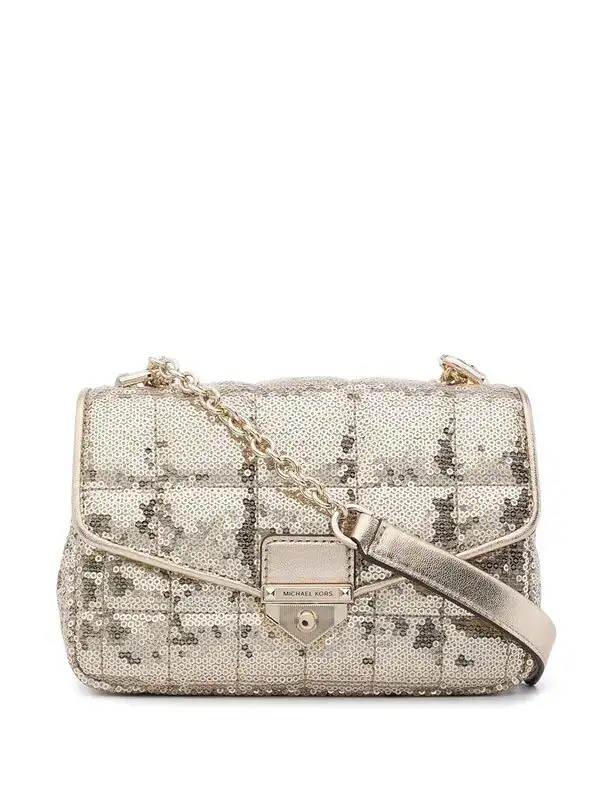 Michael Kors Soho Sequin-Quilted Shoulder Bag In Gold 40% Off