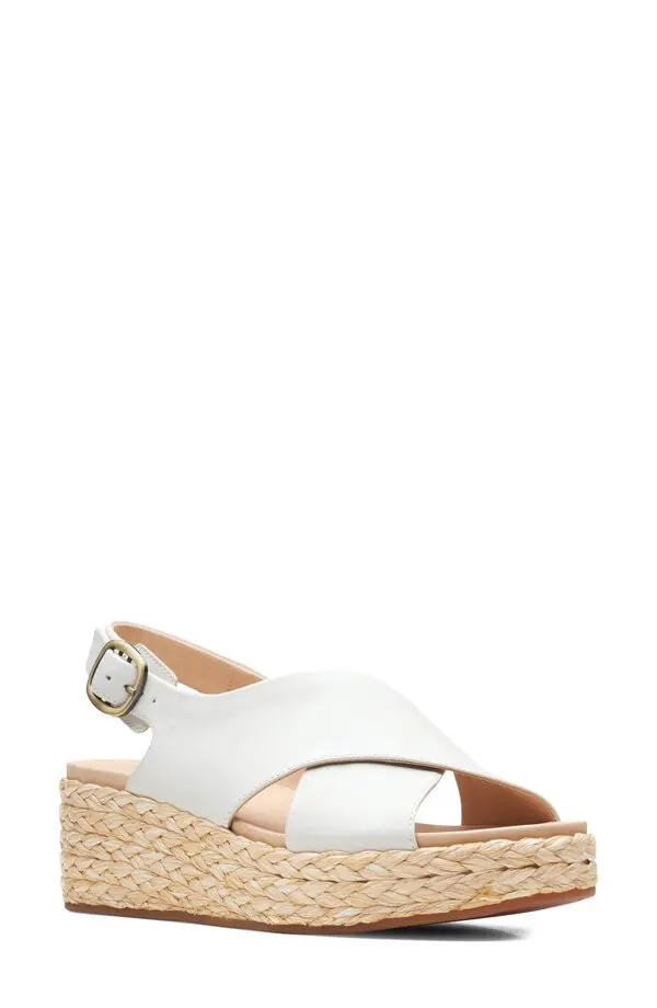 Clarks Kimmei Espadrille Slingback Sandal White Leather