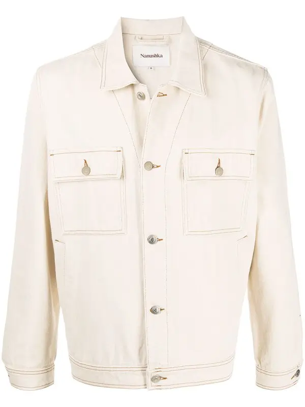Nanushka Pax Denim Jacket In Neutrals 50% Off Editorialist