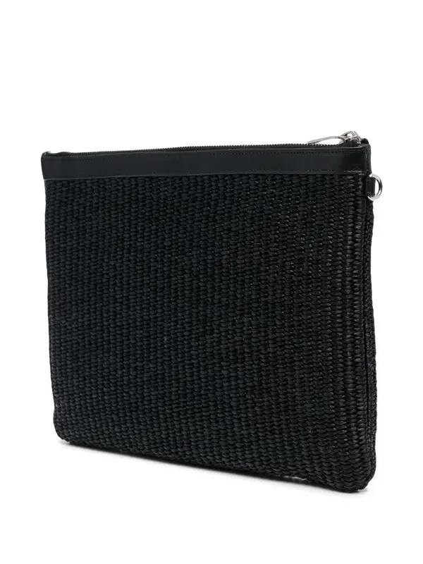 Saint Laurent Rive Gauche Raffia Clutch Bag - Black | Editorialist