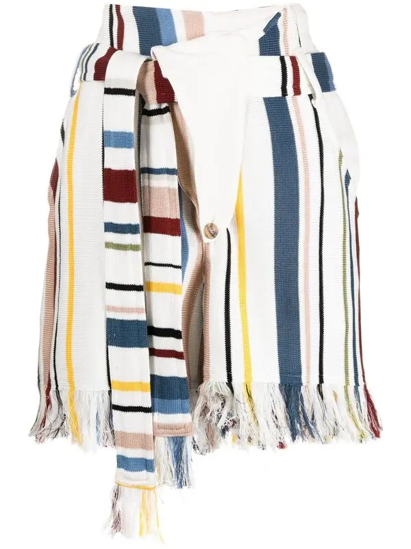 AMBUSH Frayed-hem Striped Shorts