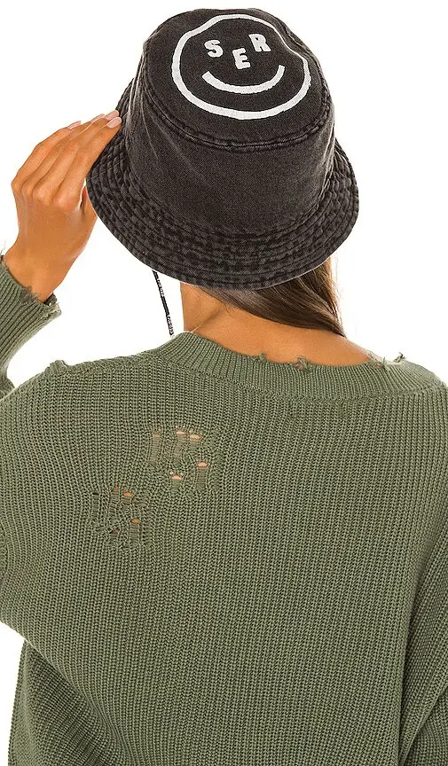 Seroya Washed Denim Bucket Hat In Black - 34% Off | Editorialist