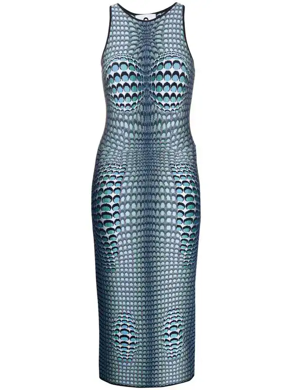 marine serre jacquard midi dress MARINE SERRE Jacquard Tunic Dress - Black