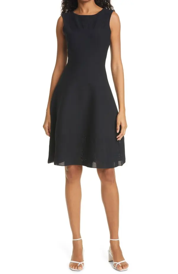 Milly Mesh Lace Detail Sleeveless Fit & Flare Dress - Black | Editorialist