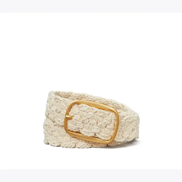 Tory Burch Macramé Logo Belt In Beige - 39% Off | Editorialist display picture 2