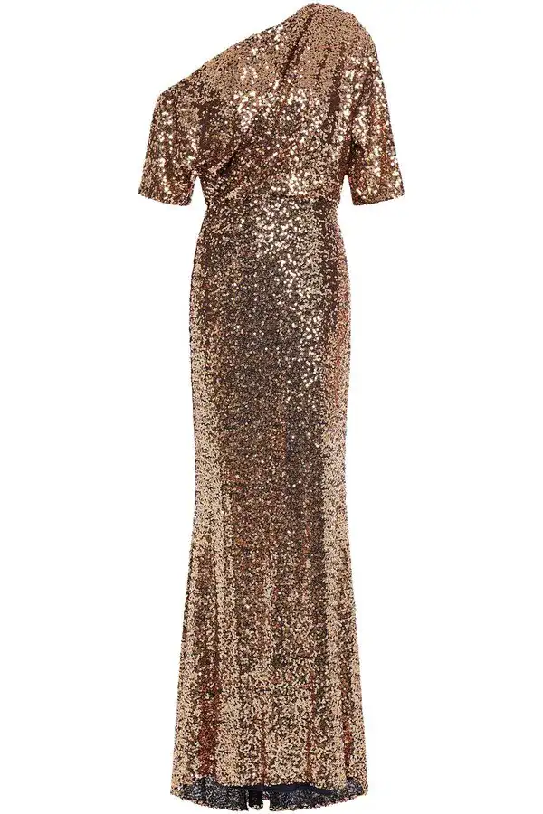 badgley mischka gold dress Jewel Badgley Mischka Naya V-Neck Halter Maxi Dress - 6 main image 1