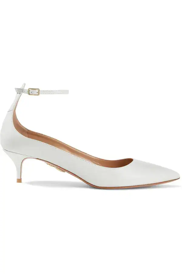 Aquazzura Kisha 45 Leather Pumps In White 75% Off Editorialist