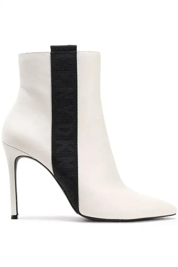 Dkny Ranita Leather Ankle Boots In White 50% Off Editorialist