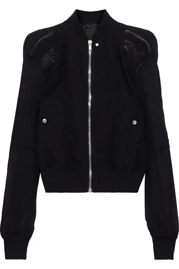 Rick Owens Zionic Silk-Chiffon Bomber Jacket In Black 65% Off
