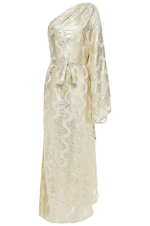 Melissa Odabash One-Shoulder Metallic Fil Coup Organza Maxi Dress Size In  Gold - 50% Off | Editorialist