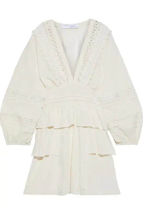 iro crochet dress IRO Newbery Crochet-Knit Mini Dress