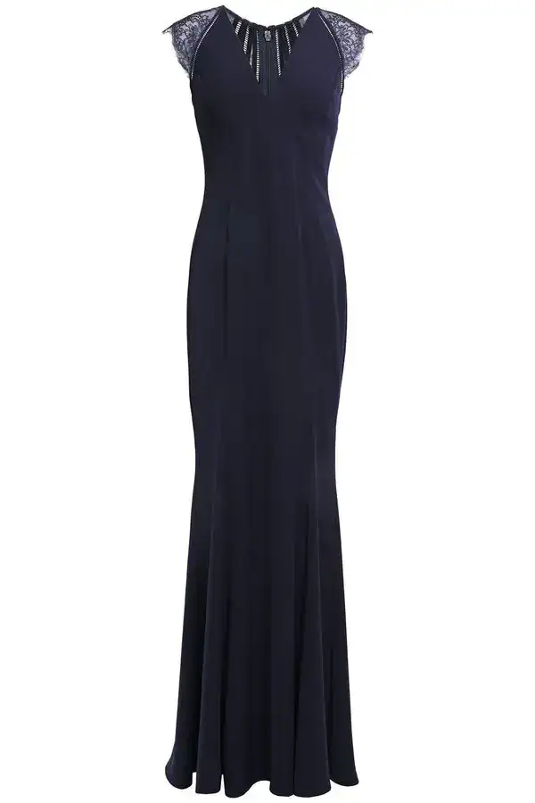 lace long prom dresses 2015 Plunging V-Neck Long Lace Prom Dress Black/Nude / 2