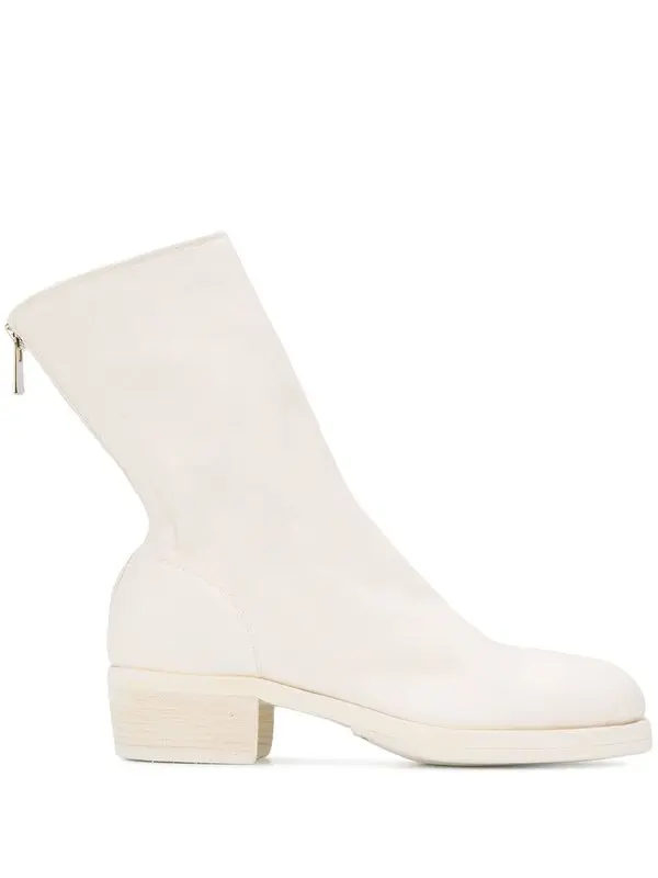 Guidi Zipped Ankle Boots - White