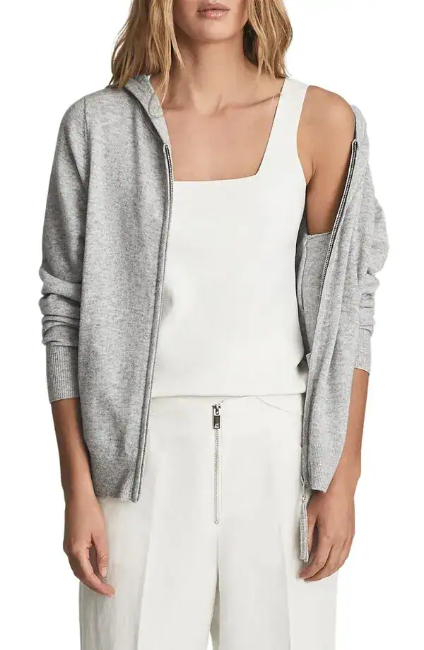 Reiss Courtney Crop Zip Hoodie In Grey 40% Off Editorialist