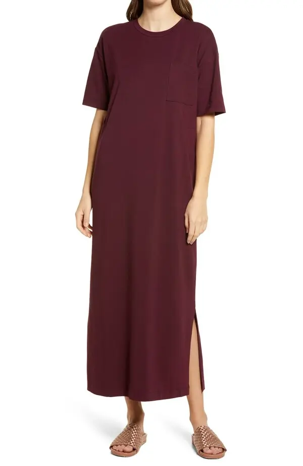 Nordstrom T-Shirt Maxi Dress Burgundy Stem Editorialist