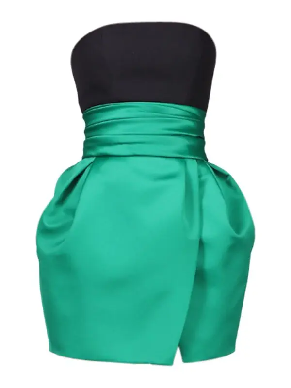 green emerald velvet dress Ellie Forest Green Strapless Mini Dress - US 12 main image 1