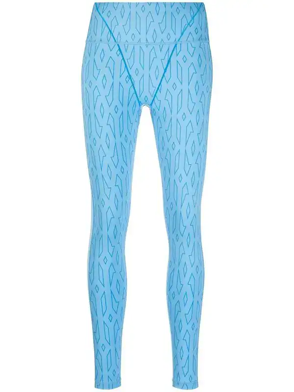Adidas X Ivy Park Mesh Monogram Leggings Blue Editorialist