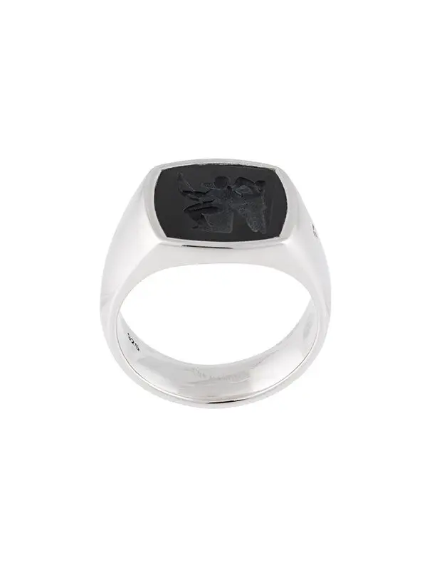 Tom Wood Cushion Eros Onyx Ring - Silver