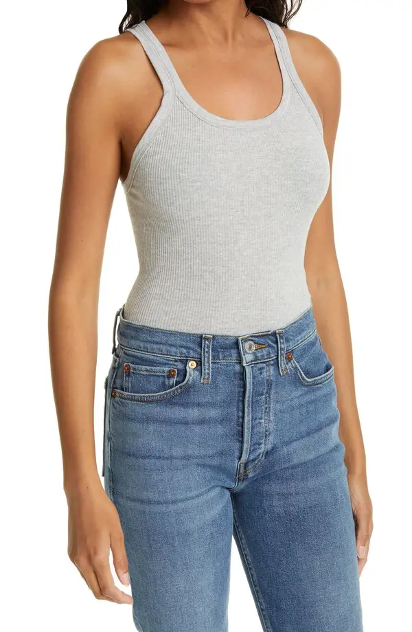 RE/DONE X Hanes Slim Fit Rib Tank - Grey | Editorialist