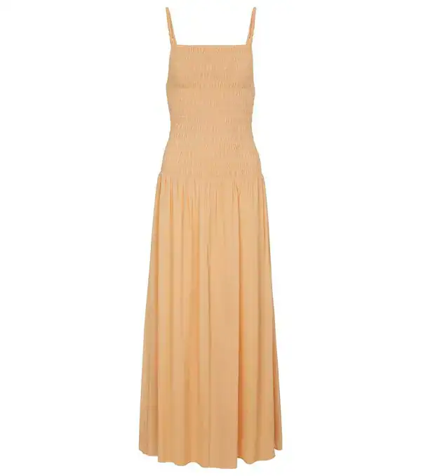 toteme smocked cocktail dress Toteme Smocked Midi Dress In Beige - 30% Off