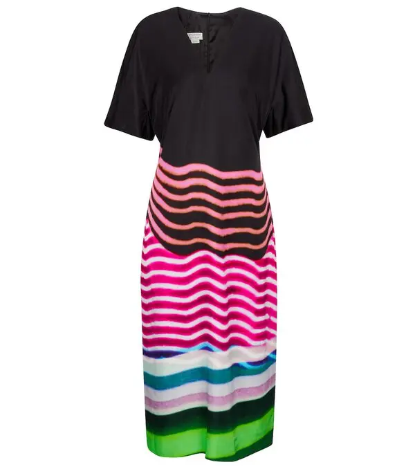 sexy black winter dress Striped Knit Dress Beige Black And Pink - 7