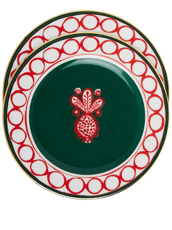 La DoubleJ Pineapple Bordeaux Dessert Plates - Green