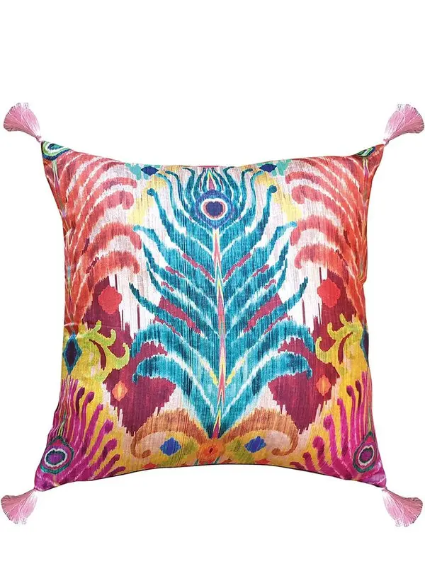 LES-OTTOMANS Feather-print Silk-blend Cushion