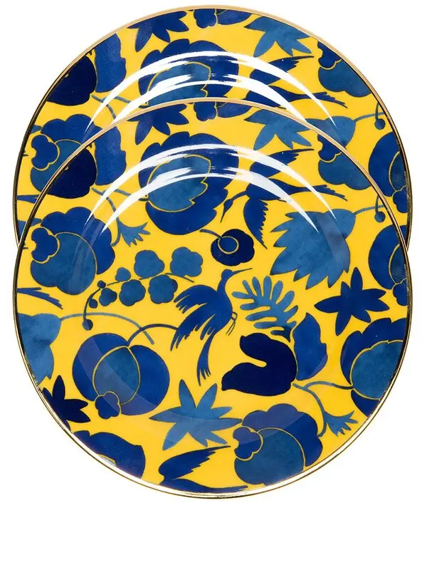 La DoubleJ Wildbird Dessert Plates - Yellow