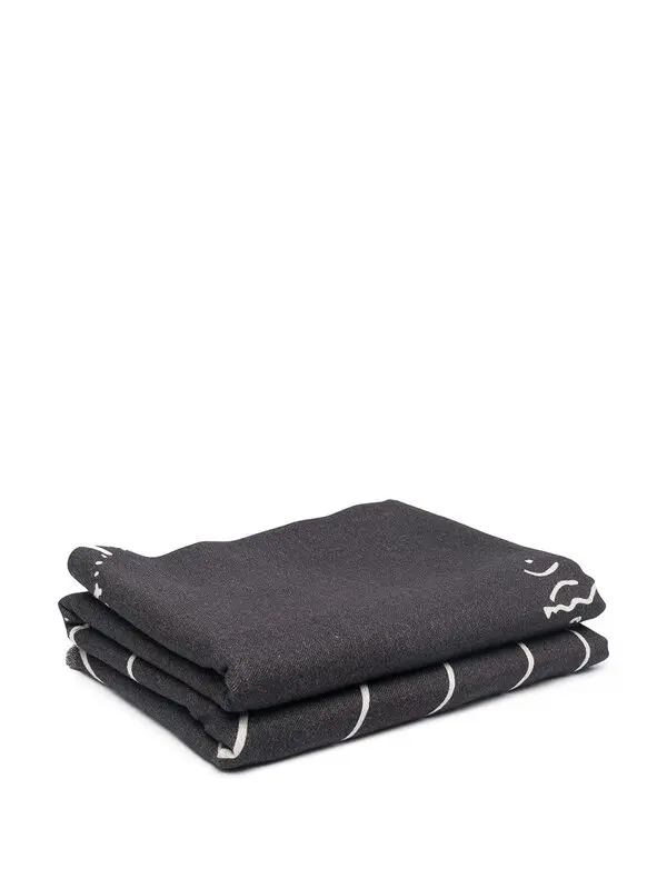 FORNASETTI Graphic-print Fringed Throw - Black