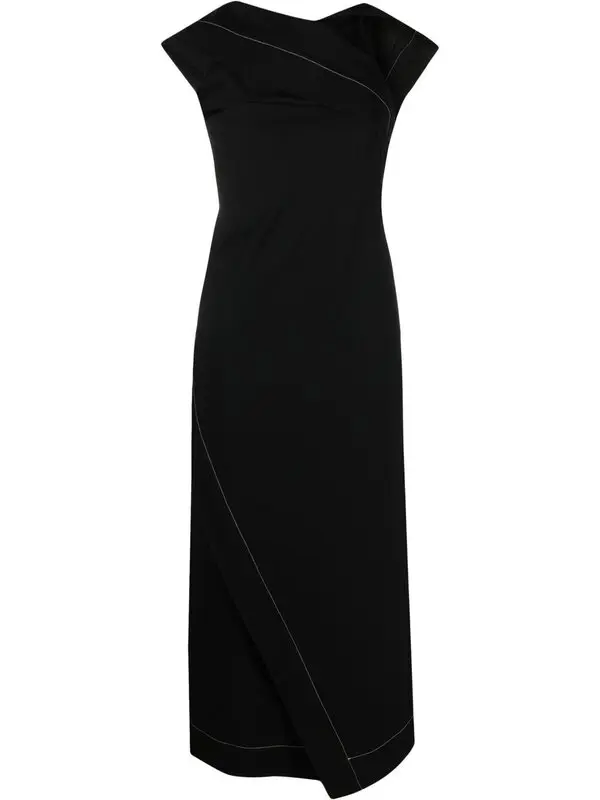JIL SANDER Contrast Stitching Draped Dress