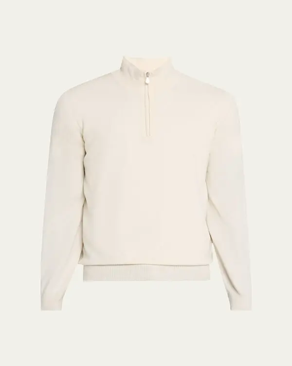 Brunello Cucinelli Cashmere Half-zip Pullover Sweater - White
