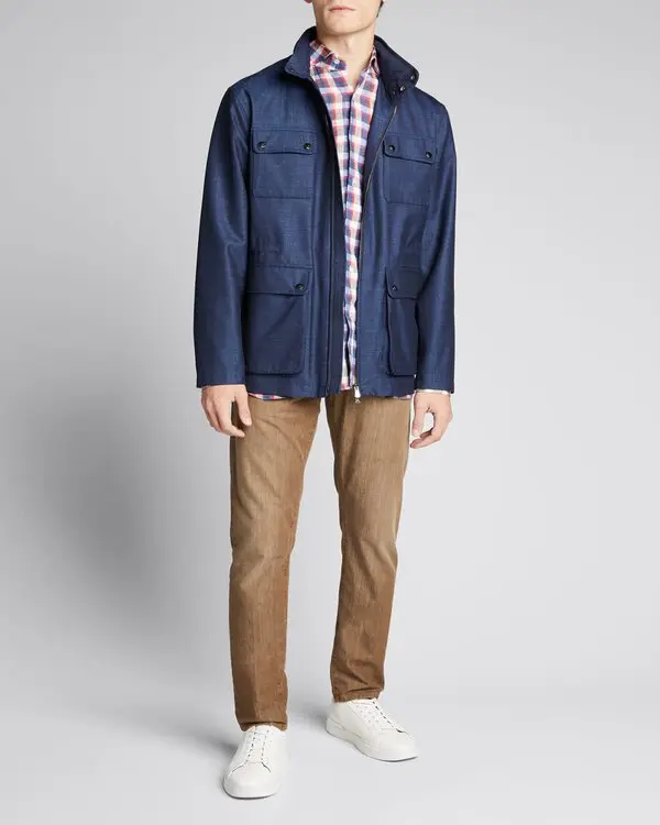 Buy Isaia Storm System Field Jacket W/ Hood - Navy At 51% Off ...
