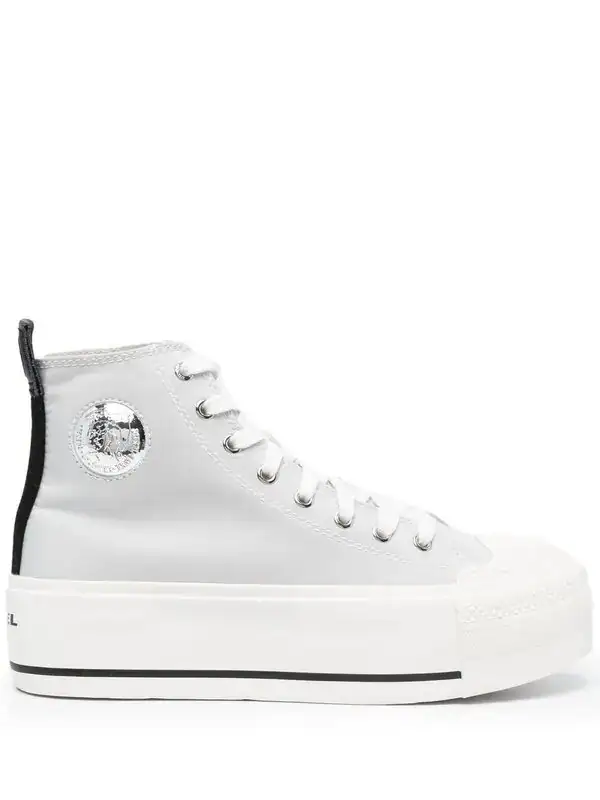 DIESEL S-ASTICO MC WEDGE 厚底 ハイカットスニーカー Diesel S-Astico Mc Wedge Trainers In Grey - 40% Off | Editorialist