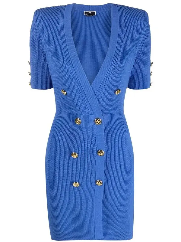 Elisabetta Franchi Knitted Mini Dress In Blue - 52% Off | Editorialist