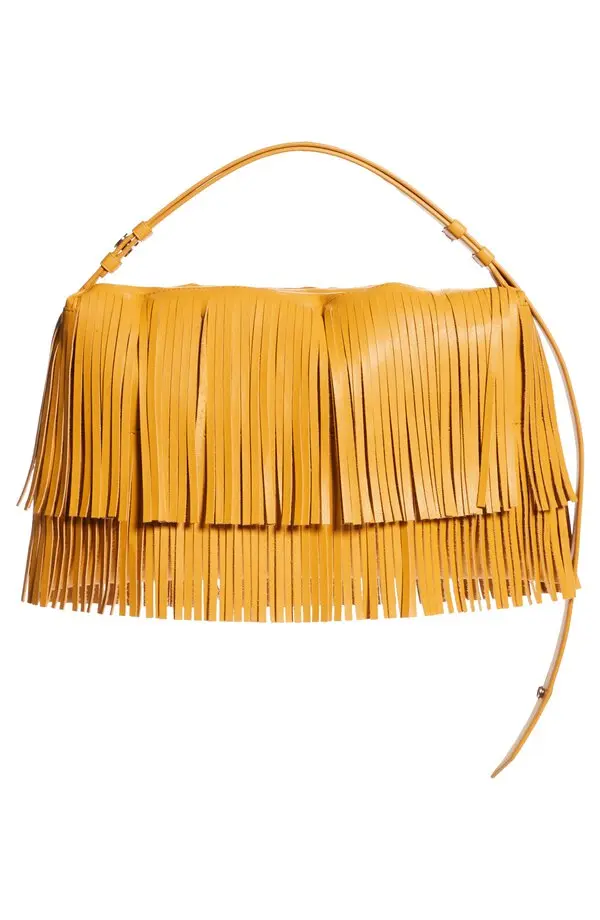 Simon Miller Puffin Fringe Convertible Faux Leather Bag Yellow In  