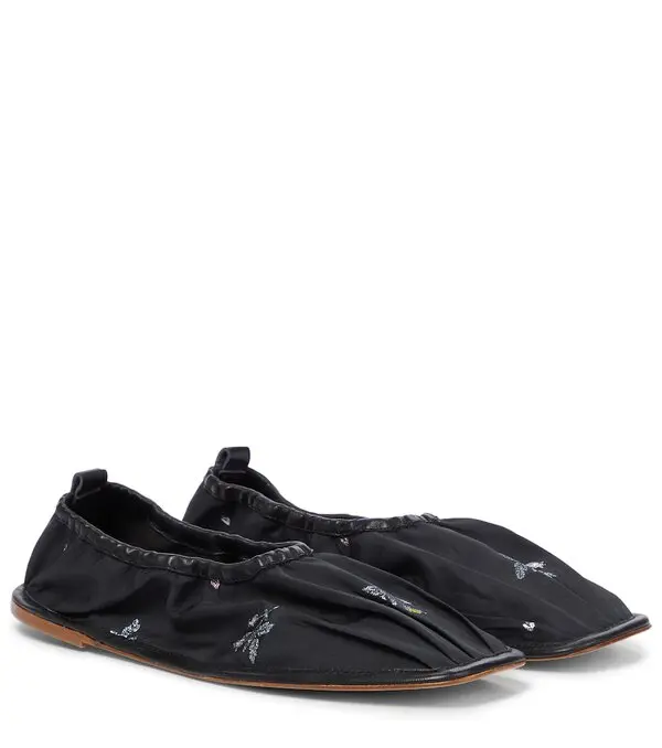 Cecilie Bahnsen X Hereu Hyacinth Floral Ballet Flats In Black - 50