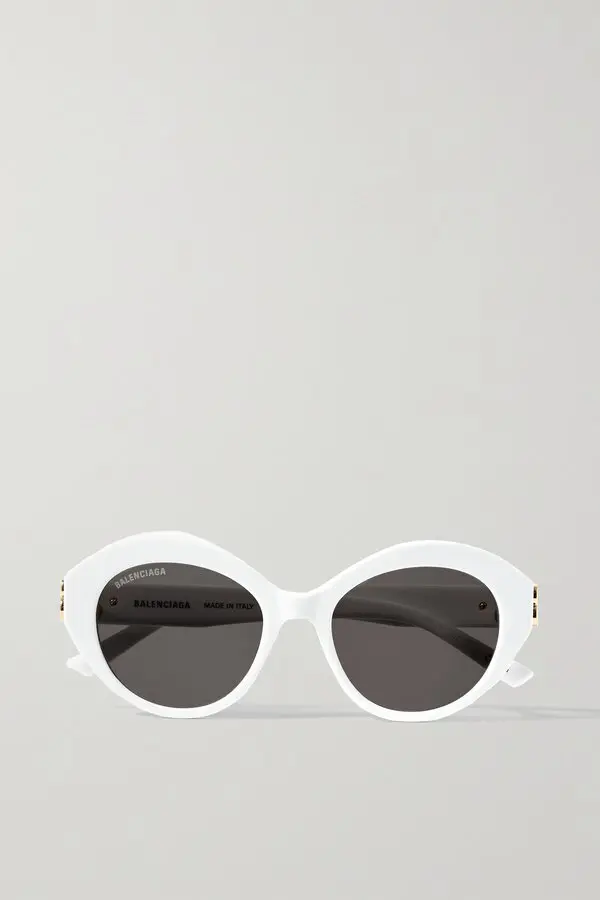 Balenciaga Round-Frame Acetate Sunglasses White Editorialist