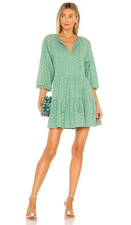Karina Grimaldi Irina Eyelet Mini Dress In Sage - 66% Off | Editorialist