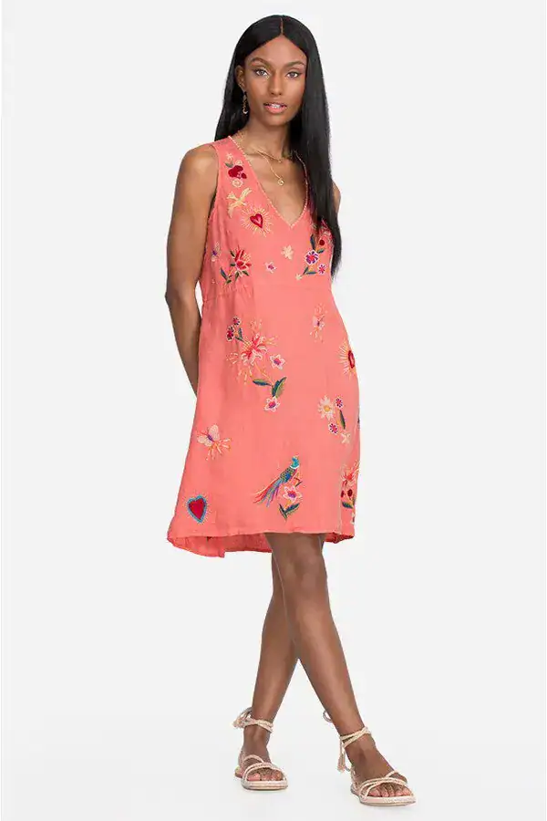 Johnny Was Adara Linen V-Neck Tank Dress In Floral - 30% Off | Editorialist