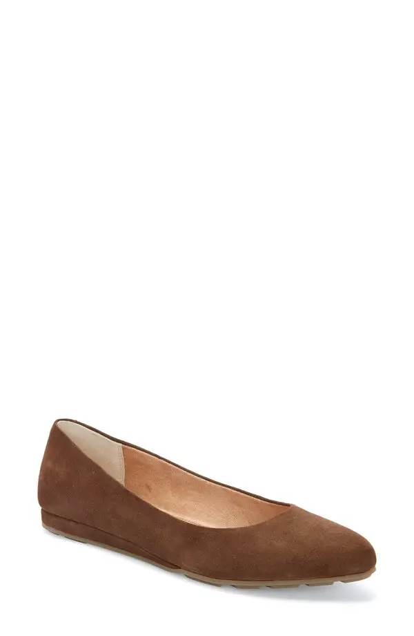 Me Too Alina Wedge Flat Vintage Brown Suede Editorialist