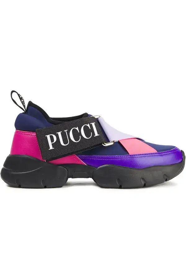 Emilio Pucci City Cross Color-Block Neoprene And Leather Sneakers 
