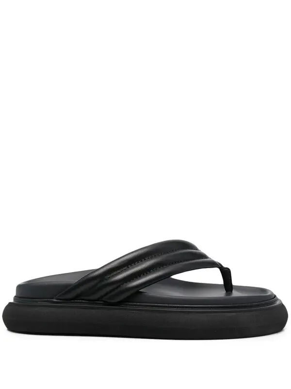 Attico Leather Flip Flops - Black