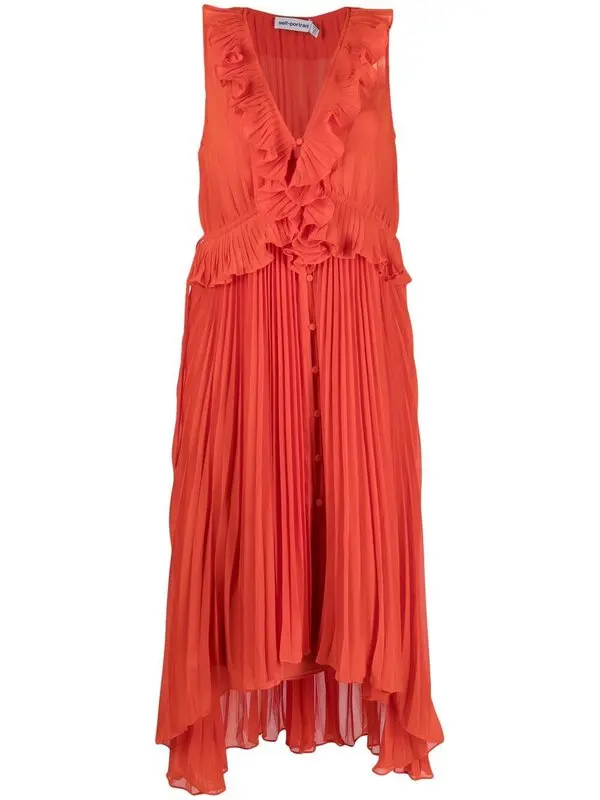 strapless open back dress Rent Self Portrait Orange Off Shoulder Crystal Midi Dress main image 1