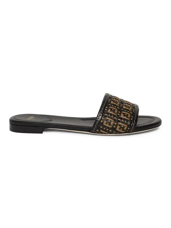 Fendi Ff Interlace Slides Black Editorialist