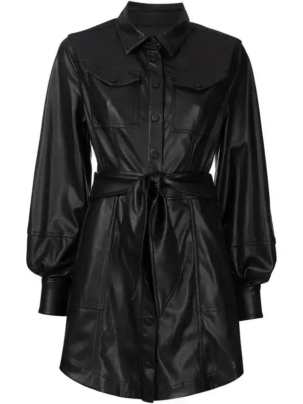 Simkhai Eve Vegan Leather Mini Dress In Black - 24% Off | Editorialist