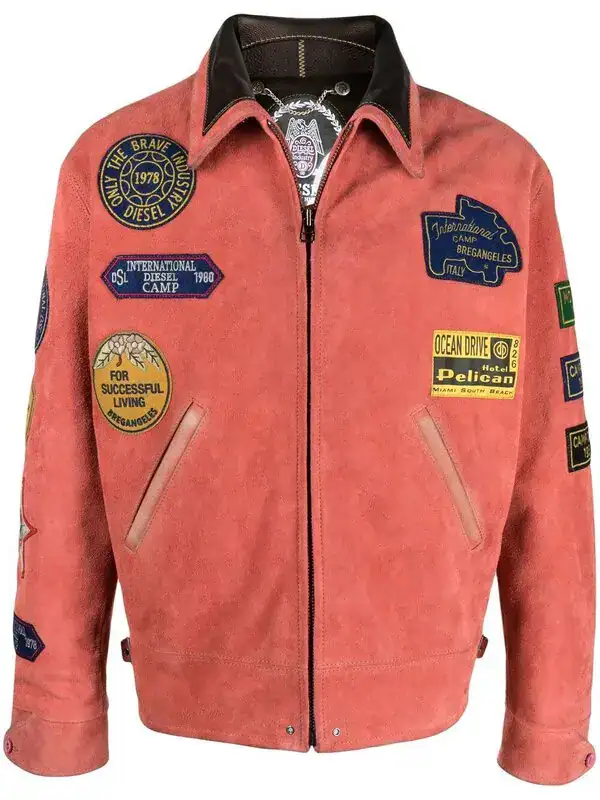 ジャケット・アウター DIESEL Velour / Suede Patch Jacket Diesel® Dxd Logo Patch Suede Jacket - Pink | Editorialist